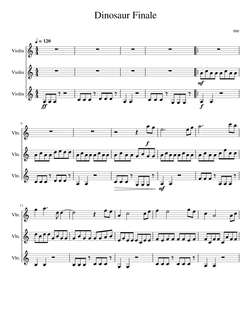 Story of a Dinosaur Part 3 (Dinosaur Finale) Sheet music for Violin ...