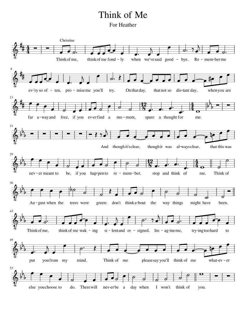 Think_of_Me Sheet Music for Vocals (Solo) | MuseScore.com