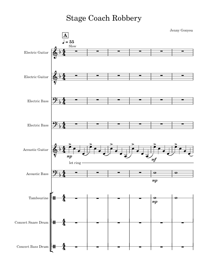 Stage Coach Robbery Sheet music for Tambourine, Snare drum, Guitar ...
