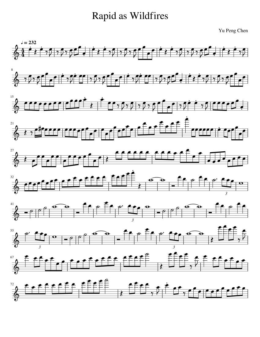 Rapid as Wildfire Sheet music for Flute (Solo) | Musescore.com