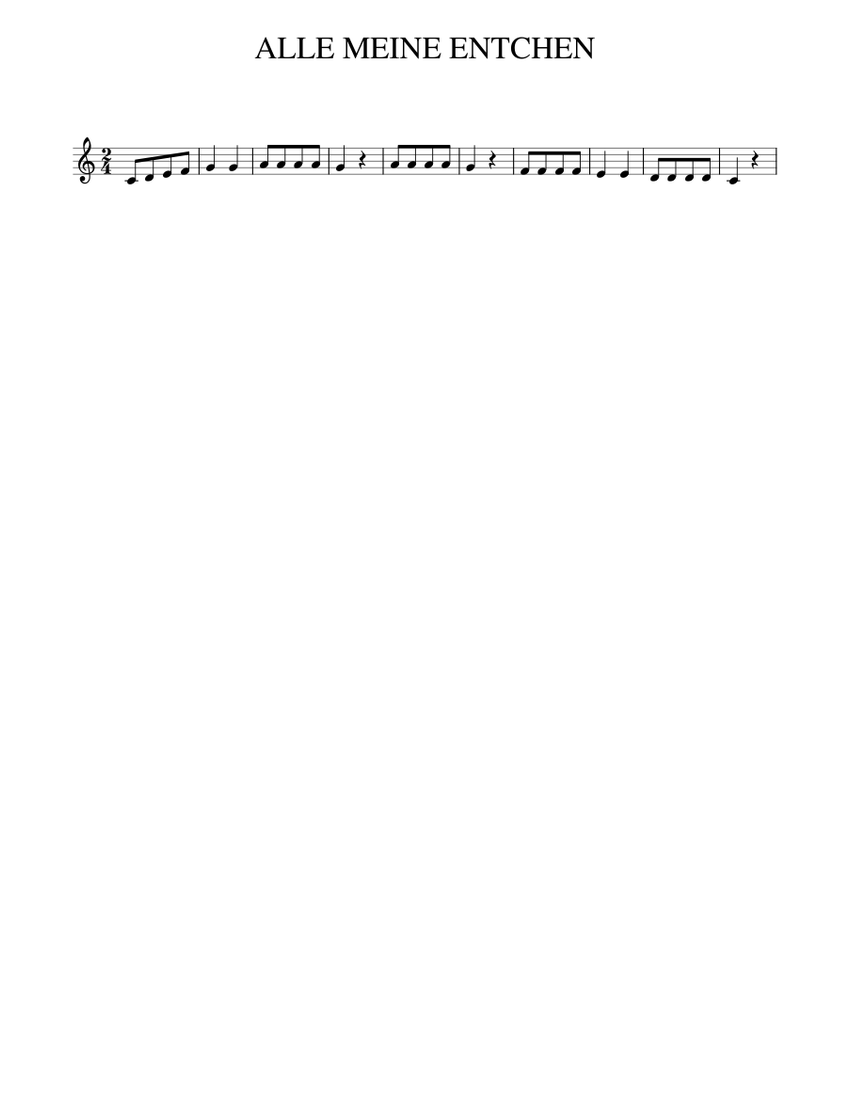 ALLE MEINE ENTCHEN Sheet music for Piano (Solo) Easy | Musescore.com