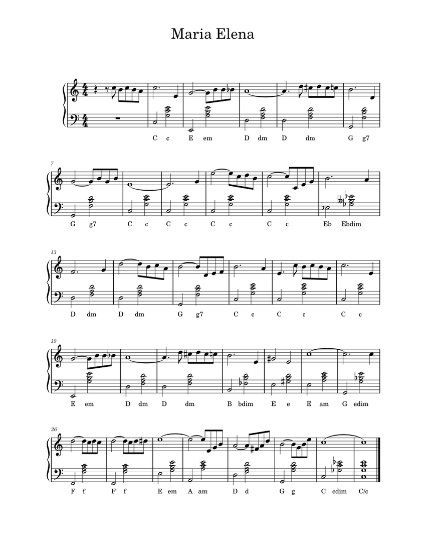 Maria elena – Lorenzo Barcelata Sheet music for Accordion (Solo ...