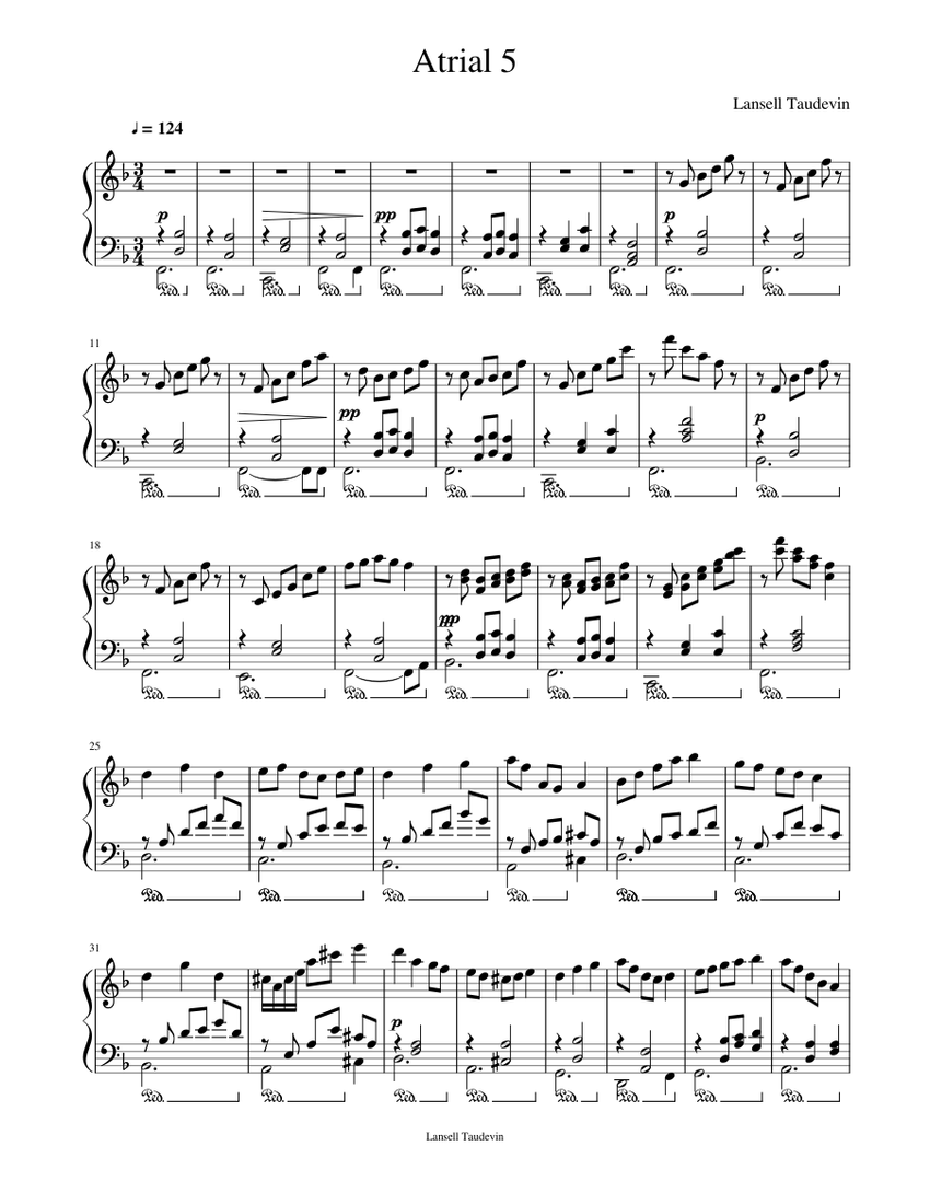 Atrial 5 Sheet music for Piano (Solo) | Musescore.com