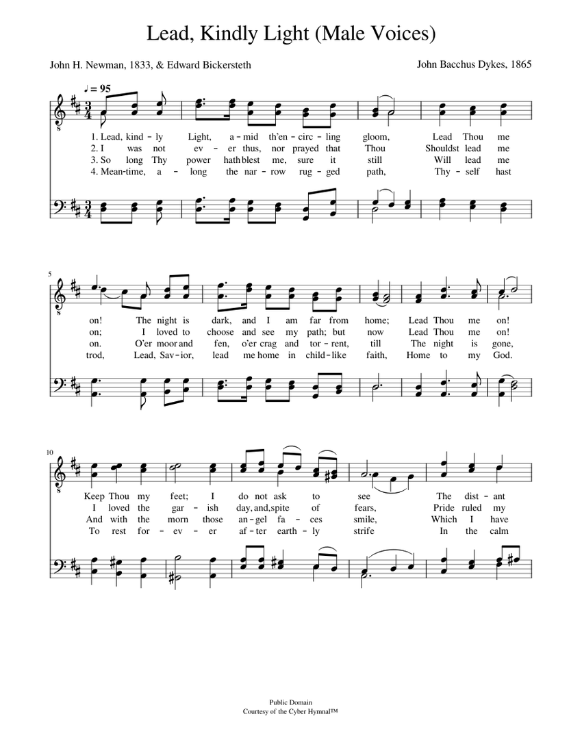 Lead, kindly light - John B. Dykes Sheet Music for Piano (Piano Duo ...