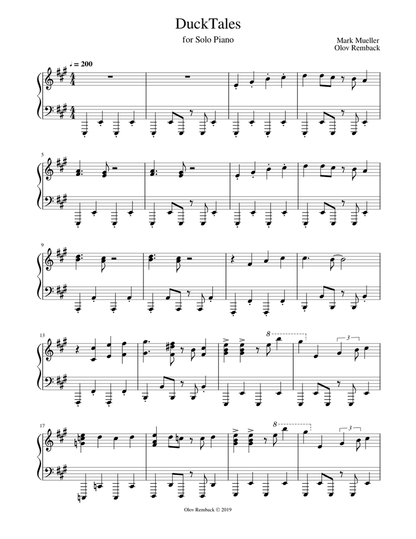 DuckTales Sheet Music for Piano (Solo) | MuseScore.com