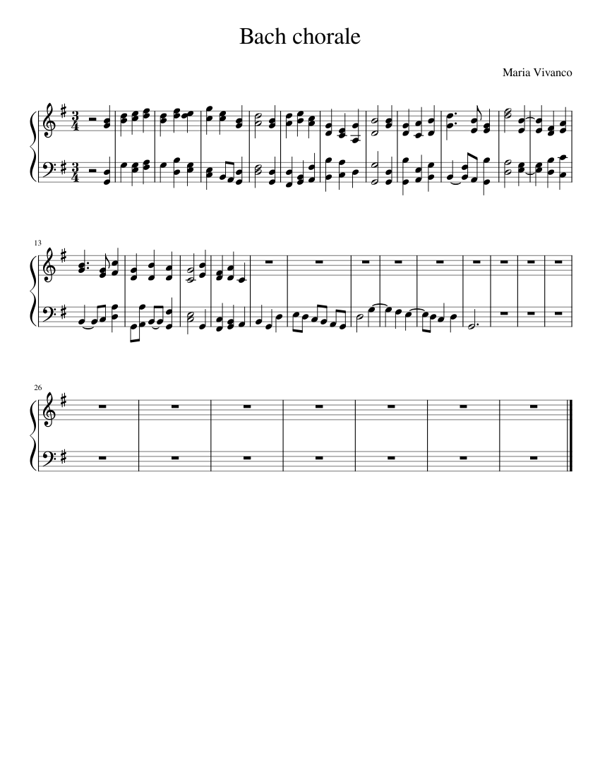 Bach_chorale Sheet music for Piano (Solo) Easy | Musescore.com