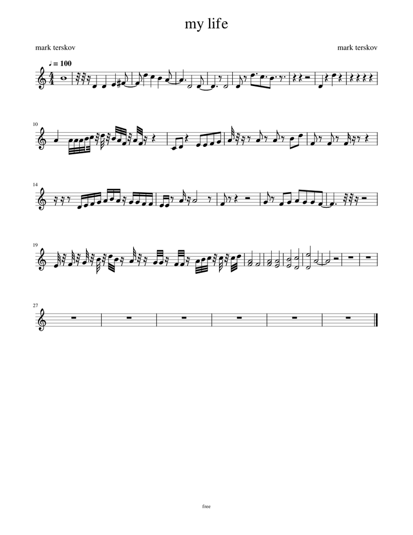 my life Sheet music for Piano (Solo) | Musescore.com