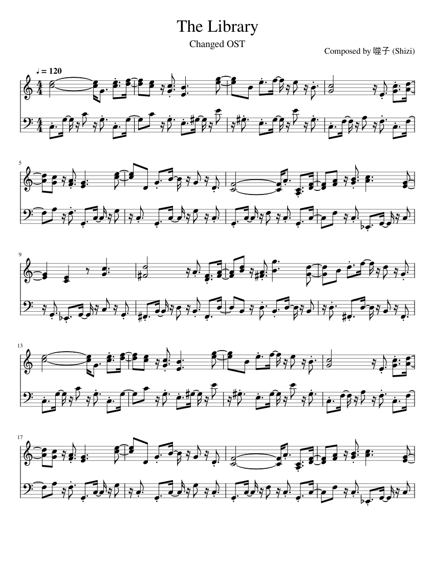Changed OST - The Library (Piano Solo) Sheet Music for Piano (Solo ...