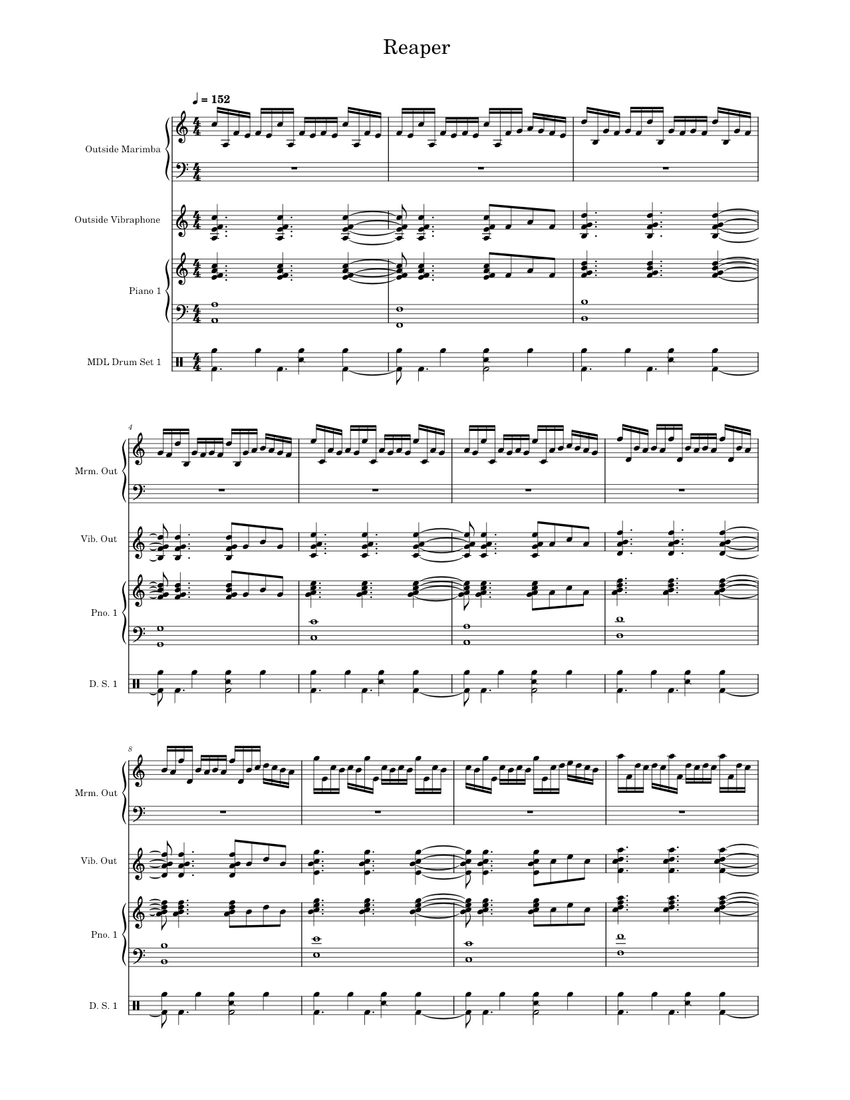 Reaper Sheet music for Piano, Vibraphone, Drum group, Marimba (Indoor ...