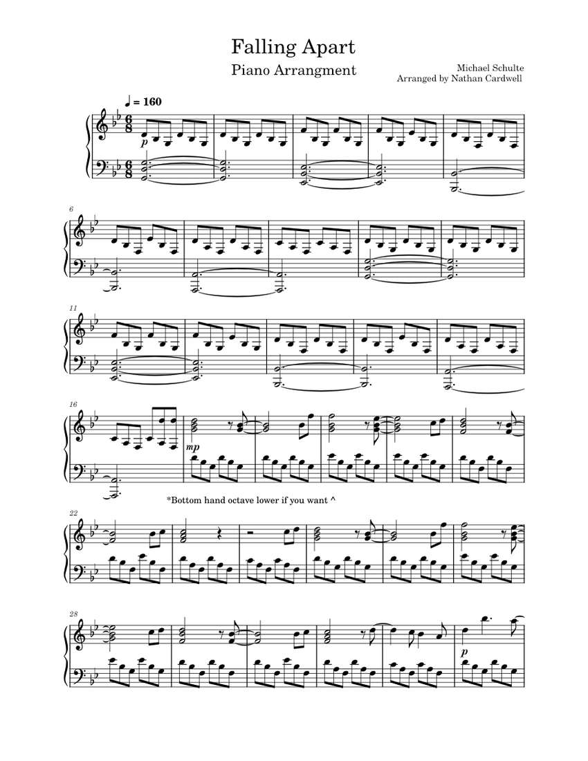 Falling apart – Michael Schulte Sheet Music for Piano (Solo ...