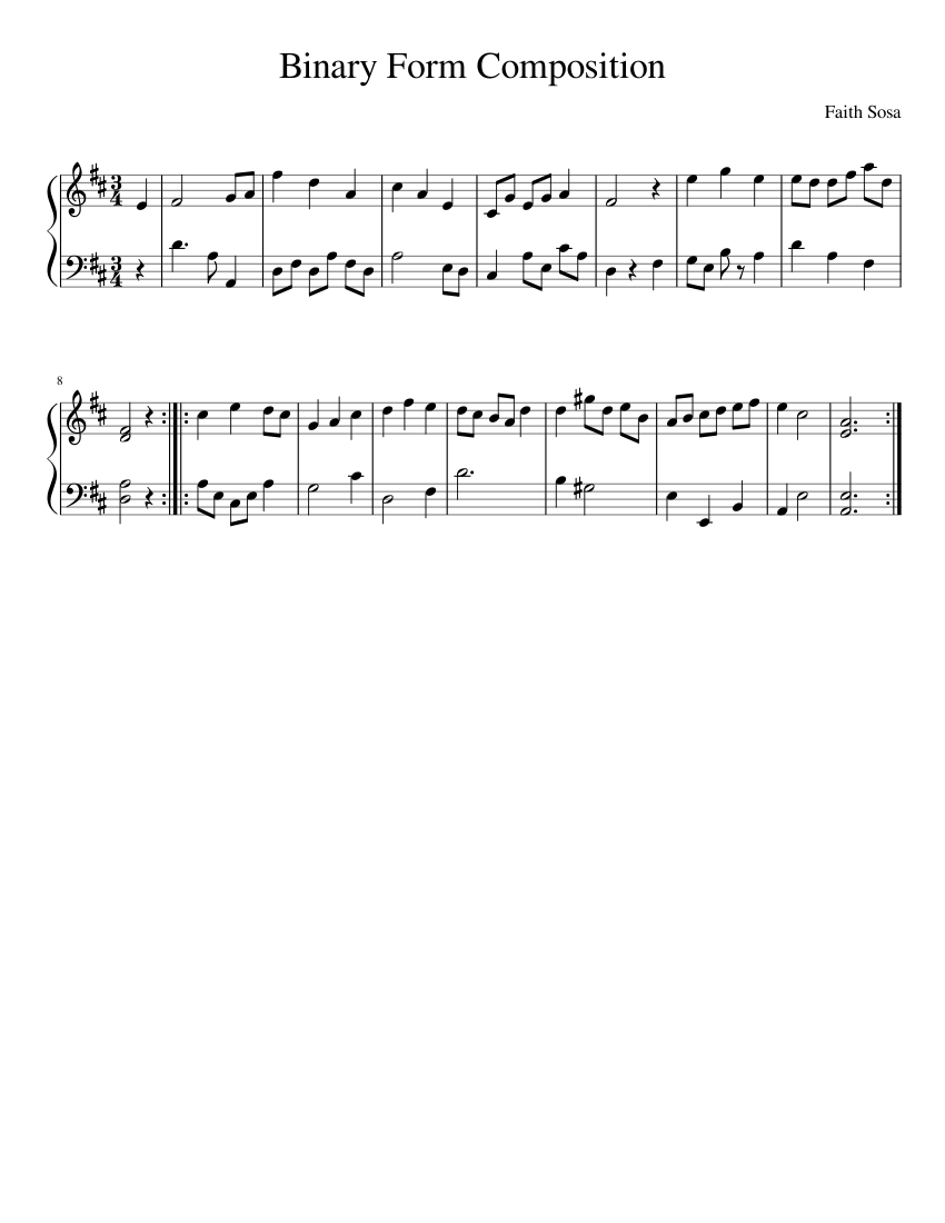 Binary Form Composition Sheet music for Piano (Solo) Easy | Musescore.com