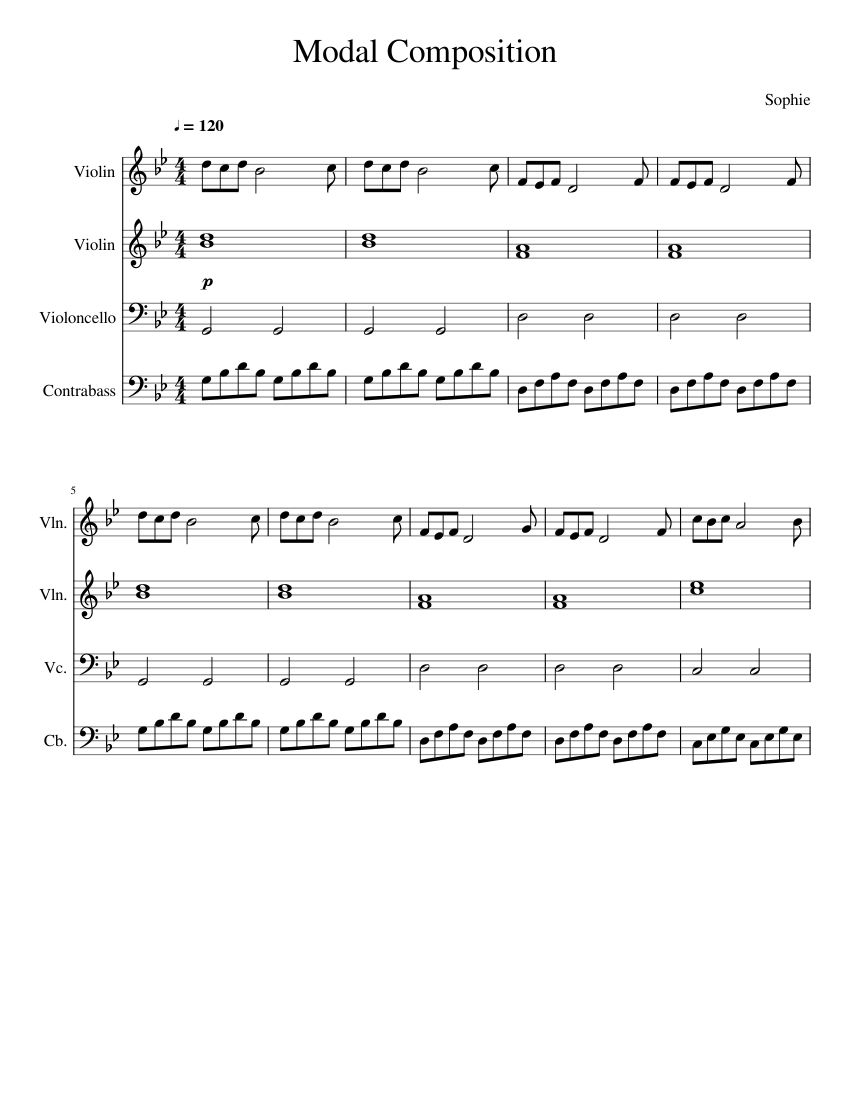 Modal Composition Sheet music for Contrabass, Violin, Cello (Mixed ...