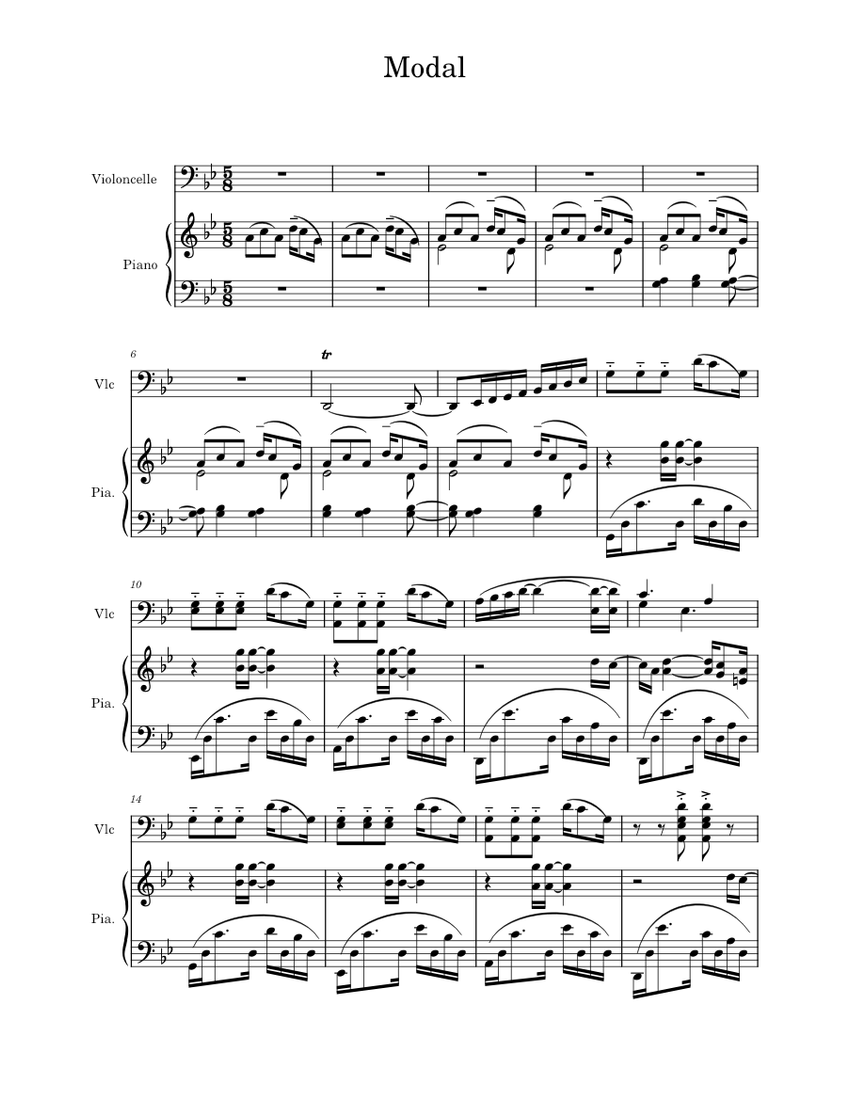 Modal Sheet Music for Piano, Cello (Solo) | MuseScore.com