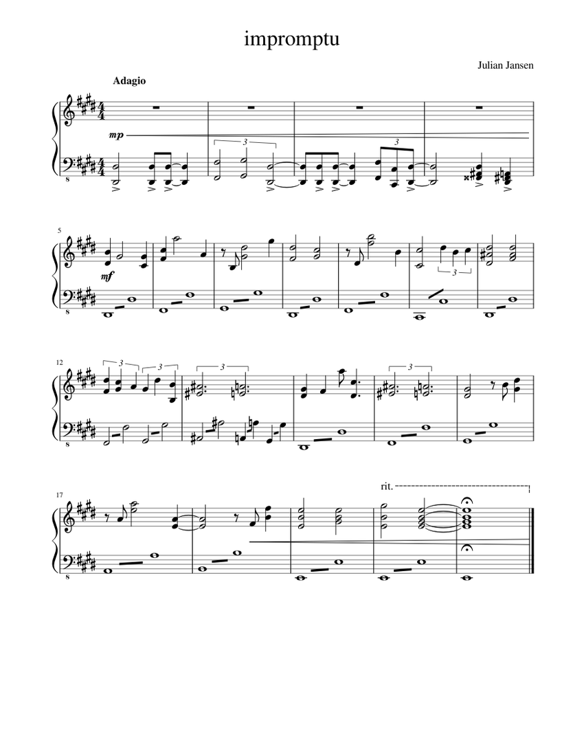 impromptu Sheet music for Piano (Solo) Easy | Musescore.com