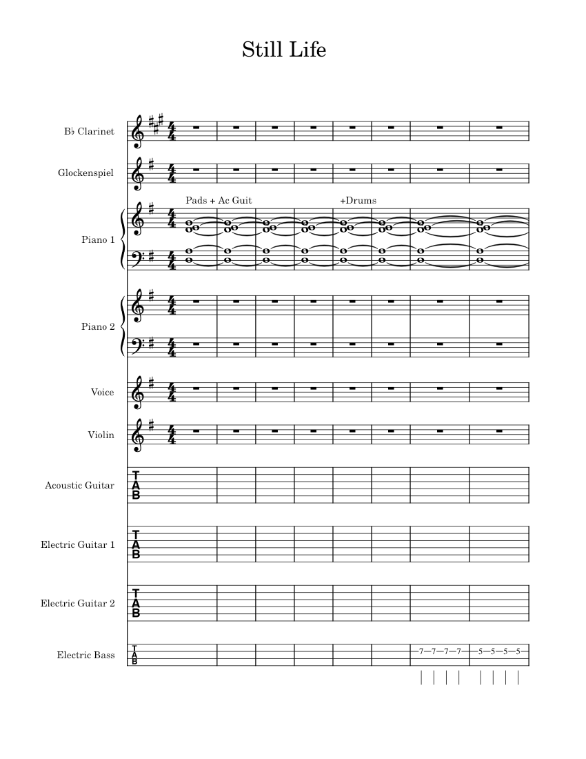 Still Life – The Horrors Sheet Music and Tab for Piano, Vocals ...