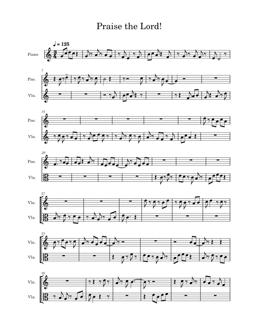 Praise_the_Lord! Sheet music for Piano, Violin, Viola (Mixed Trio ...