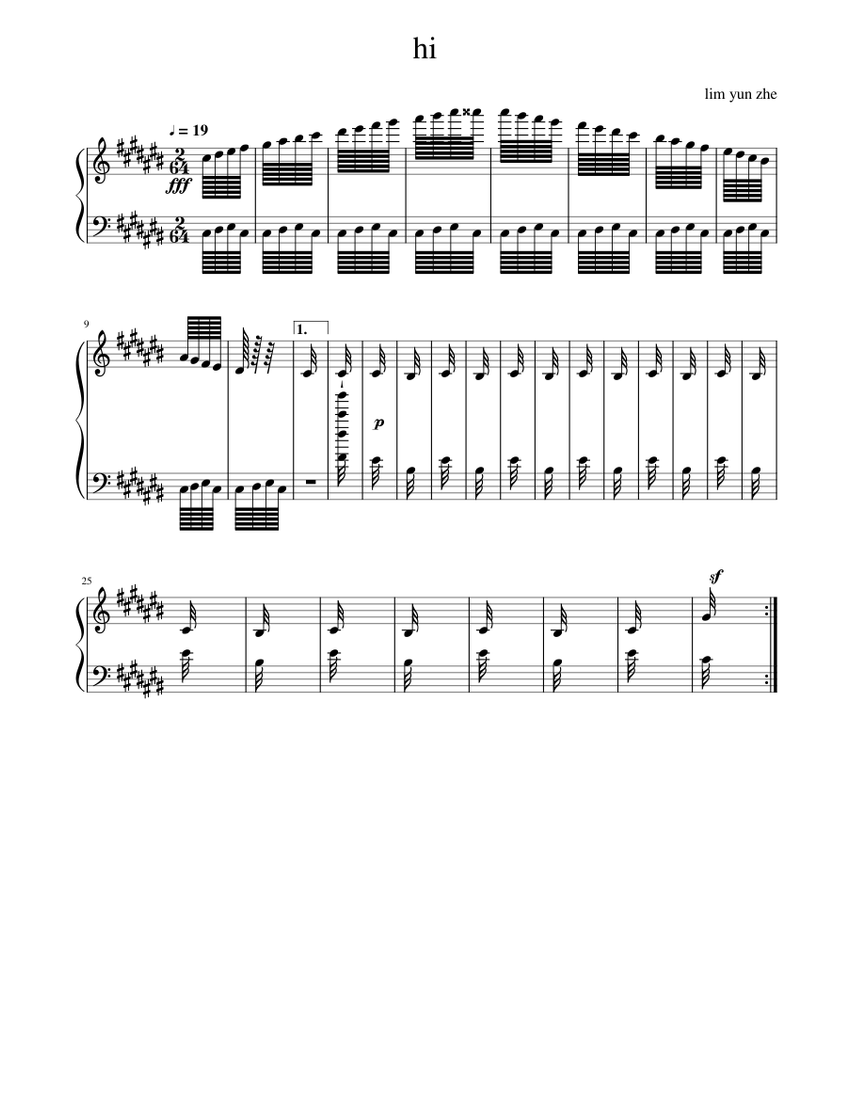 hi Sheet Music for Piano (Solo) easy | MuseScore.com