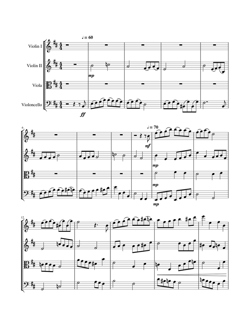 Orchestra Sheet music for Violin, Viola, Cello (String Quartet ...