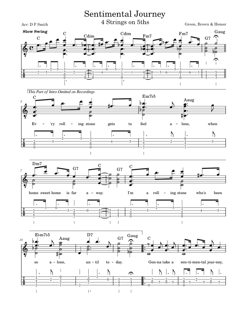 Sentimental Journey – Ben Homer Sheet music for Guitar (Solo ...