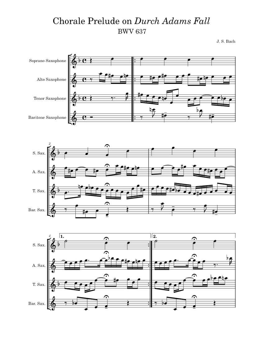 Chorale Prelude on Durch Adams Fall ist ganz verderbt, BWV 637 – Johann ...