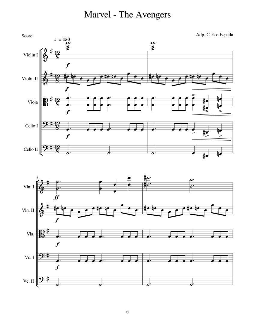 Intro Marvel & The Avengers Theme Sheet Music for Viola (Solo ...