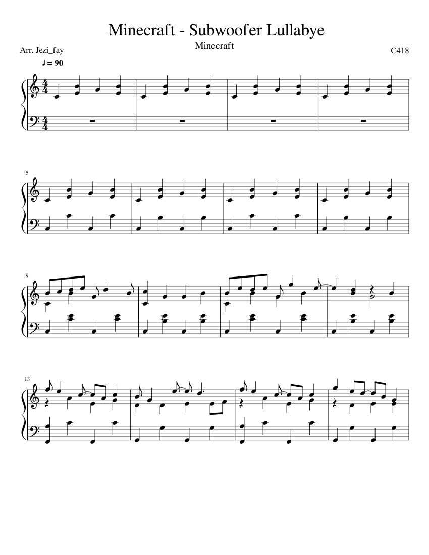 Minecraft - Subwoofer Lullabye Sheet music for Strings group (Solo ...