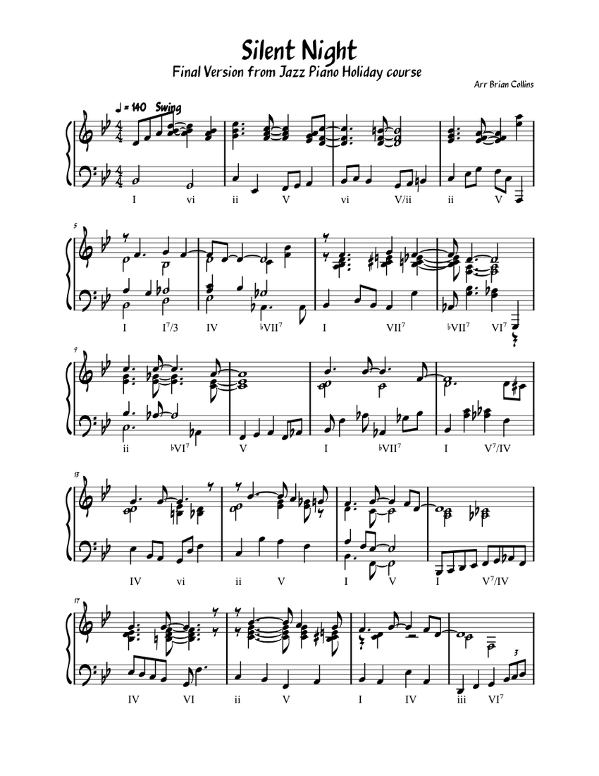 Silent night – Misc Christmas Jazzified Sheet Music with Chords for ...