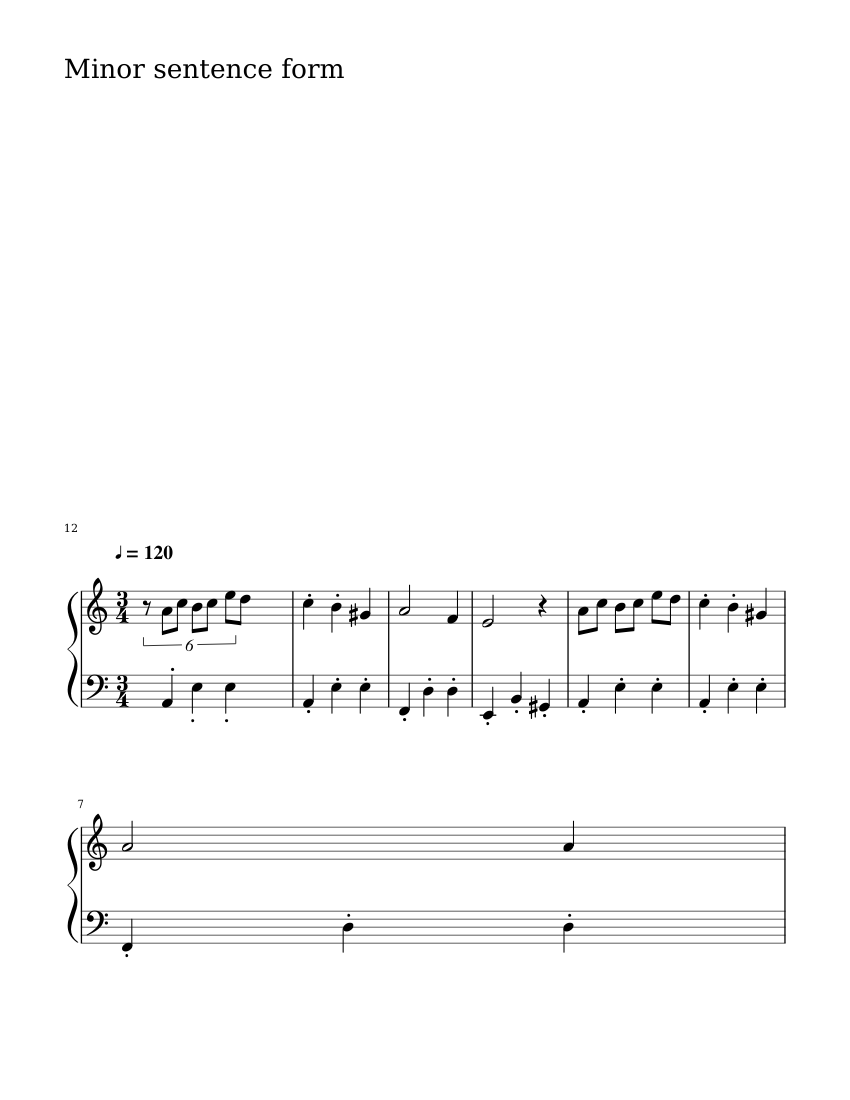 Minor sentence form Sheet music for Piano (Solo) Easy | Musescore.com