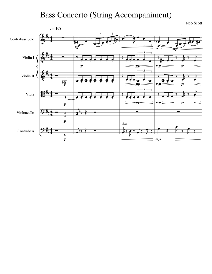 Bass Concerto (String Accompaniment) Sheet music for Contrabass ...