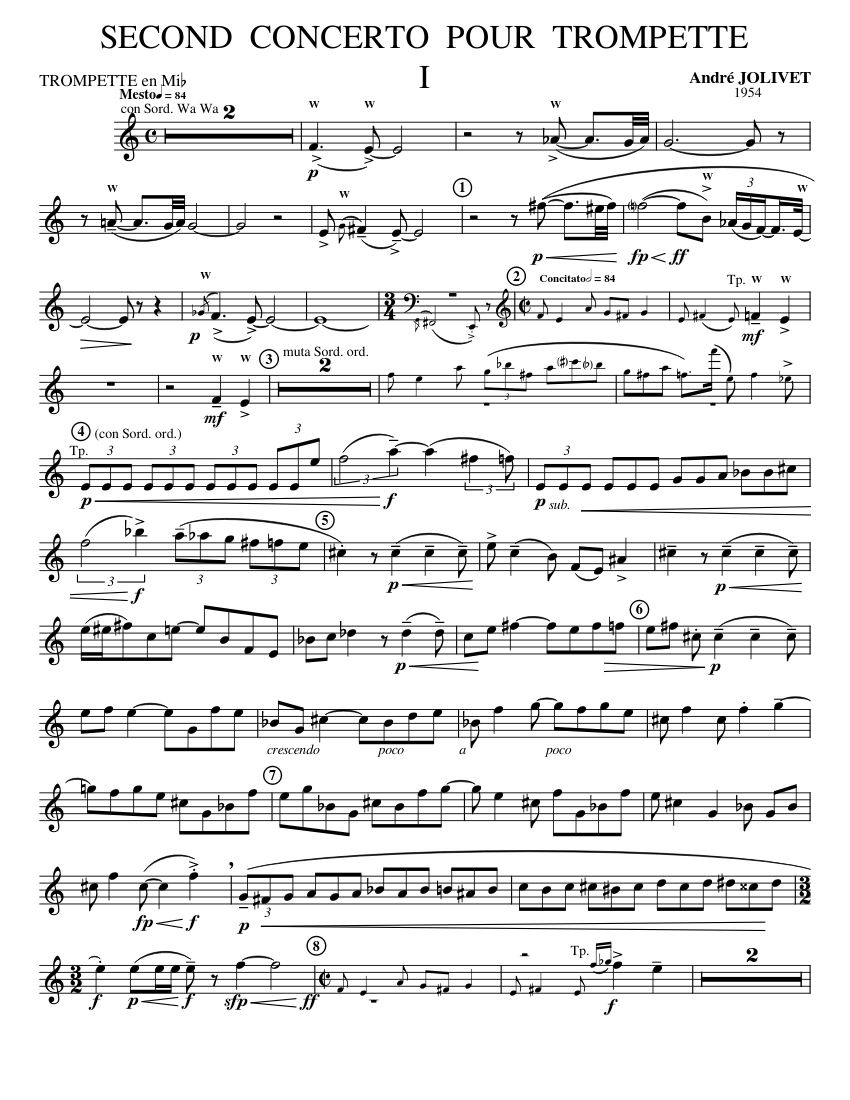 Second Concerto pour Trompette (Trumpet in E Flat) Sheet Music for ...