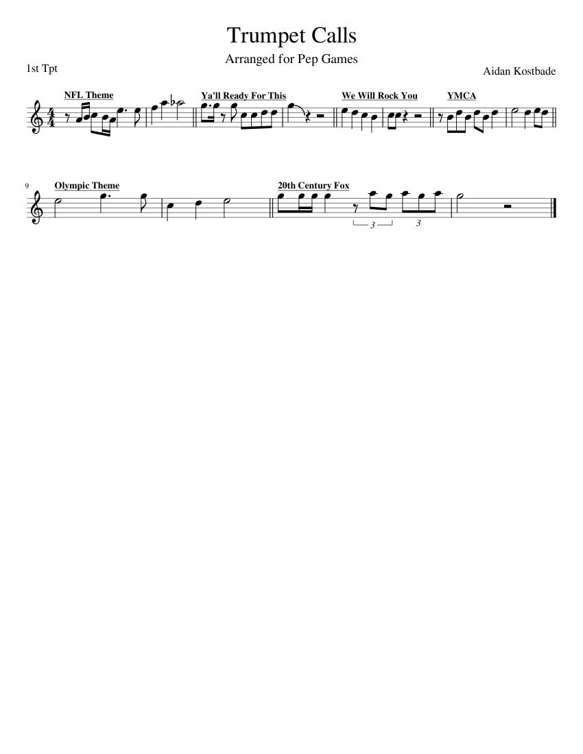 Trumpet Calls 1st Sheet music for Trumpet in b-flat (Solo) | Musescore.com