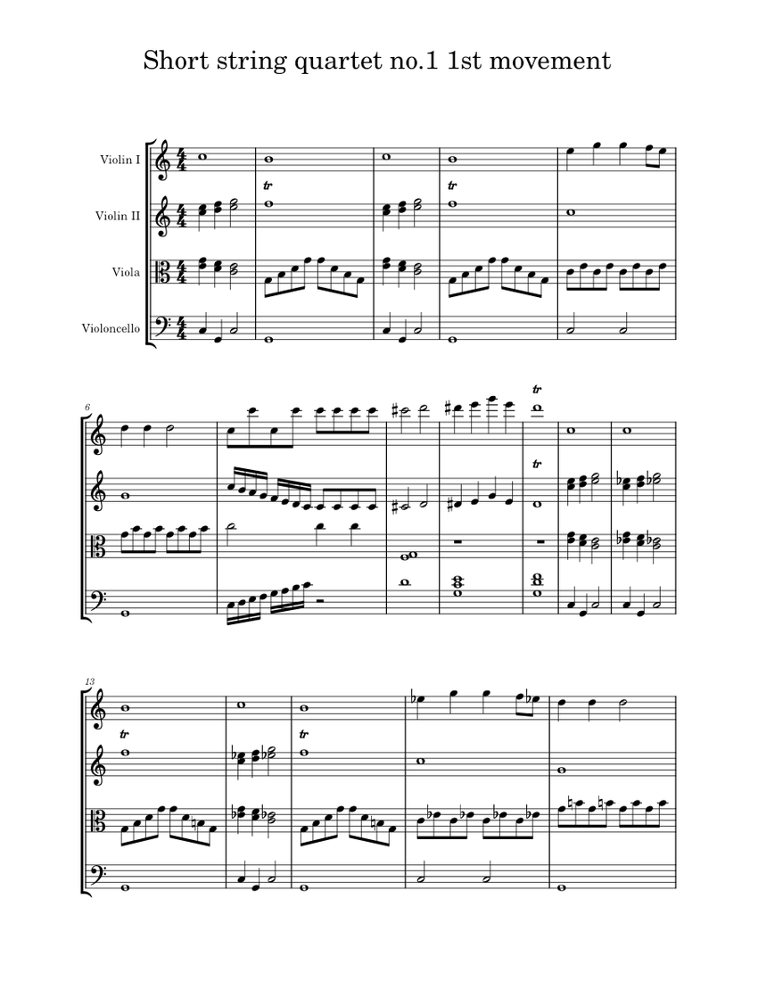 Short string quartet no. 1 Sheet music for Violin, Viola, Cello (String ...