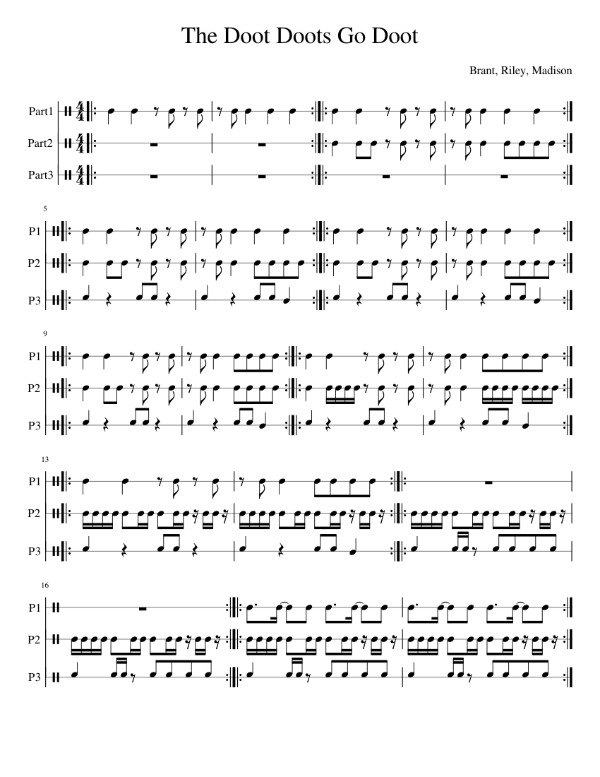 The_Doot_Doots_Go_Doot Sheet music for Triangle, Woodblock, Claves ...