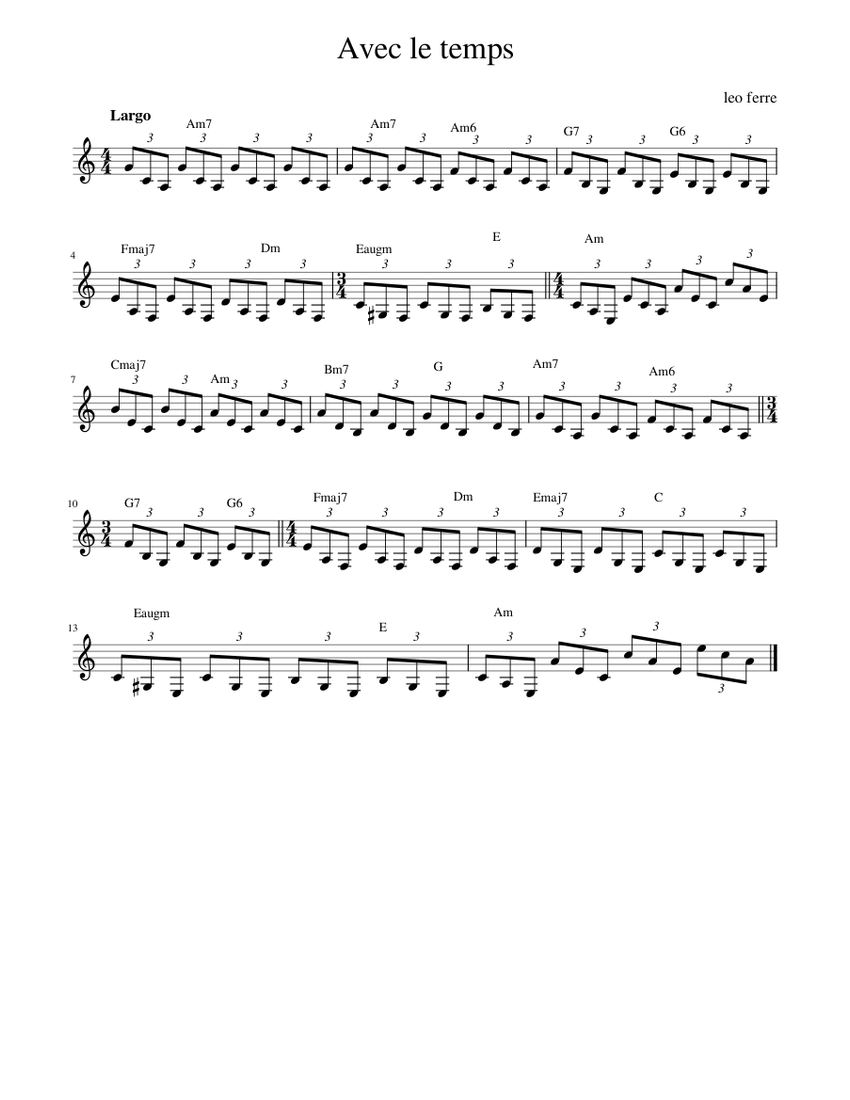 Avec le temps Sheet Music for Piano (Solo) easy | MuseScore.com