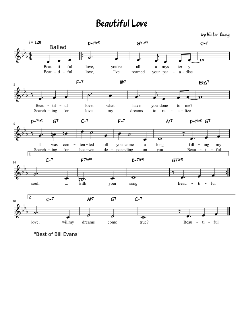Beautiful Love Sheet Music with Chords for Piano (Solo) | MuseScore.com
