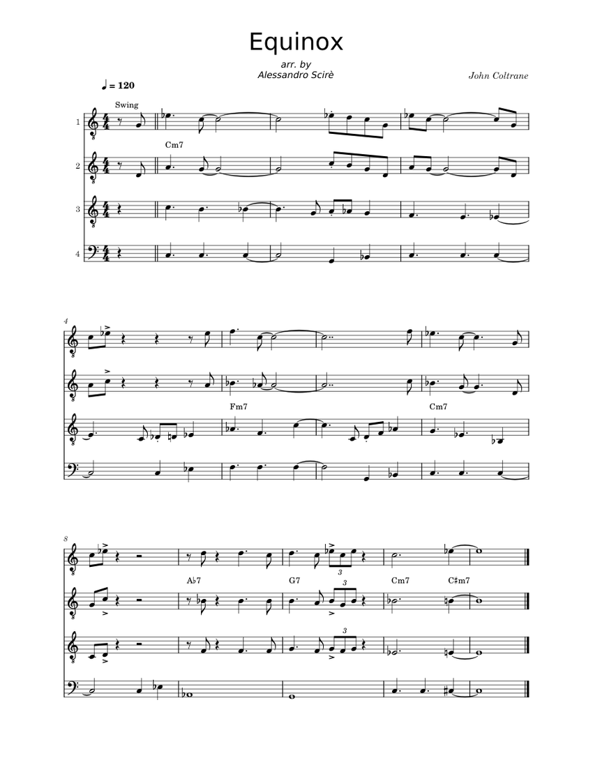 Equinox – John Coltrane (Arr. by Alessandro Scirè) Sheet music for ...