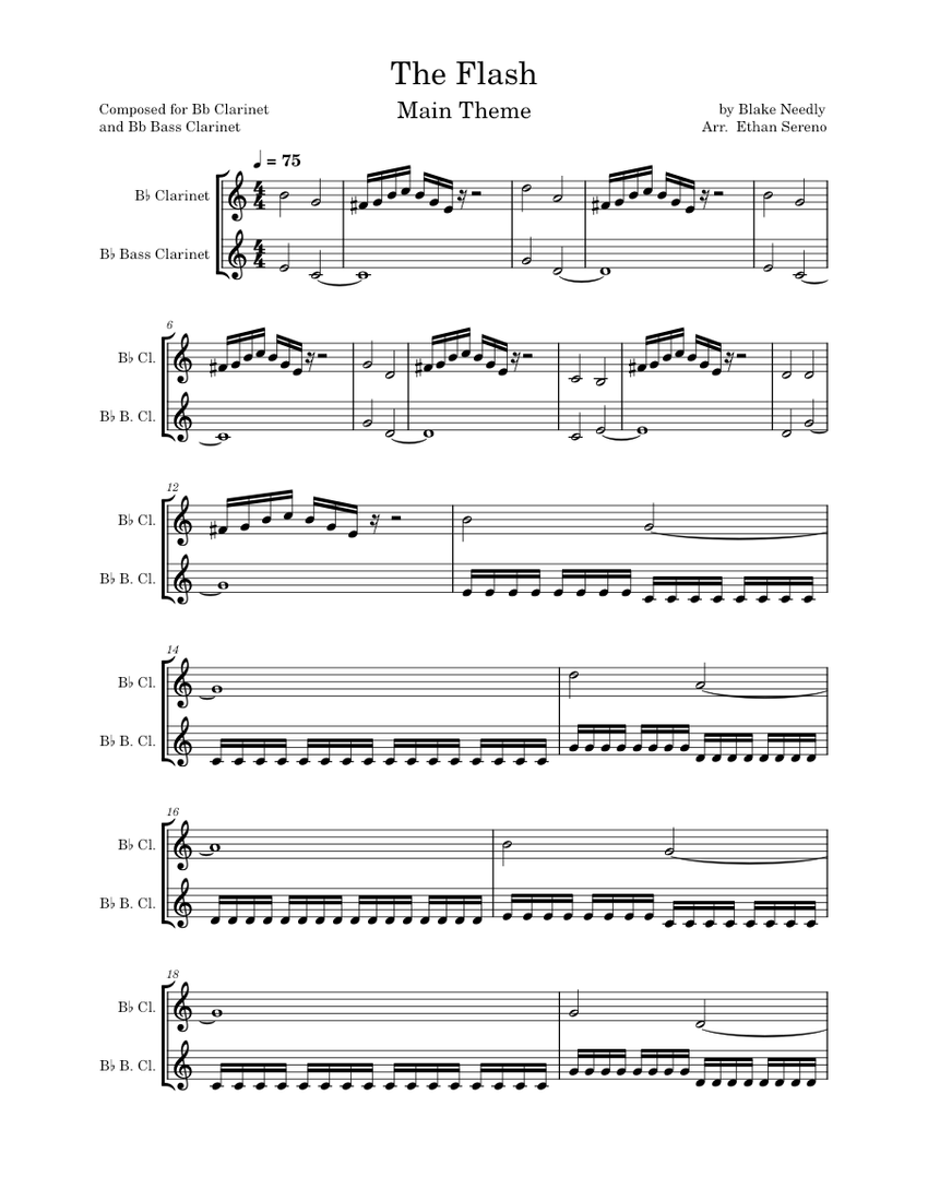 The Flash – Blake Neely Sheet music for Clarinet in b-flat, Clarinet ...