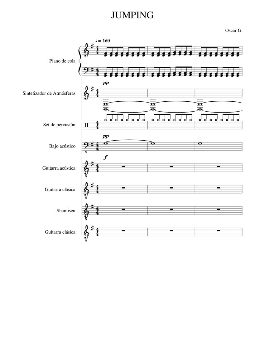 JUMPING Sheet music for Piano, Guitar, Bass guitar, Drum group & more ...