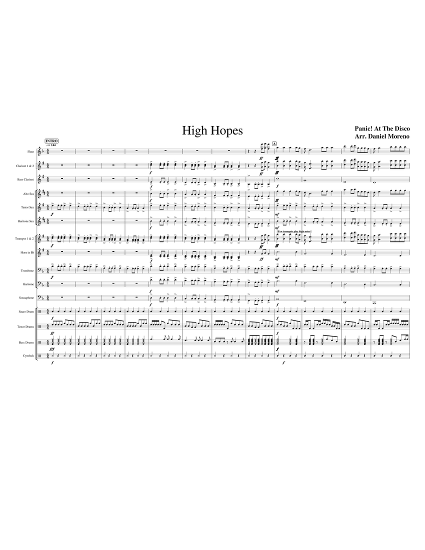 High Hopes - Panic! At The Disco (April 12) Sheet music for Trombone ...