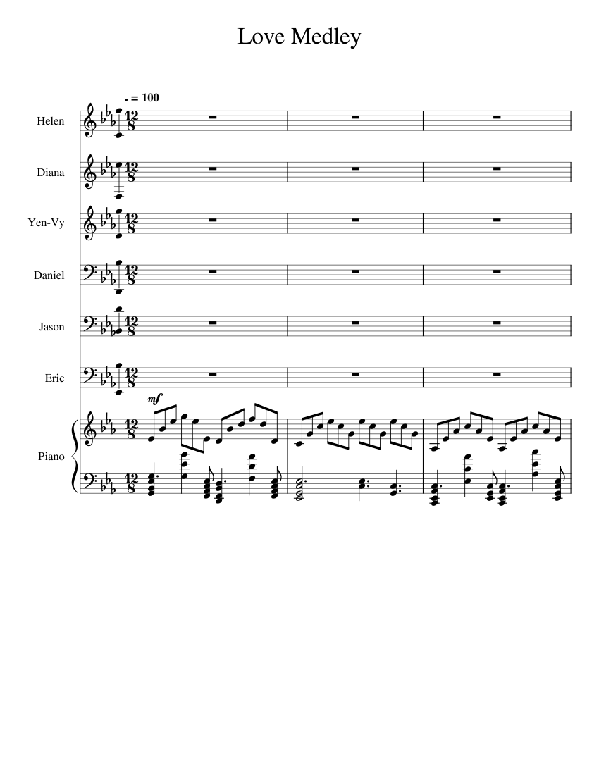 Eclipse Love Megamix Sheet music for Piano, Violin, Viola, Cello (Mixed ...