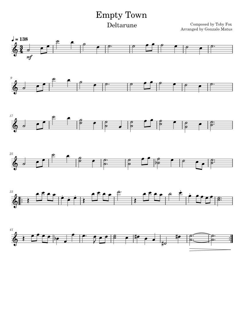 Empty Town - Violin Solo Sheet Music for Violin (Solo) | MuseScore.com