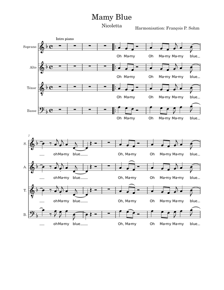 Mamy blue – Nicoletta Sheet Music for Soprano, Alto, Tenor, Bass voice ...