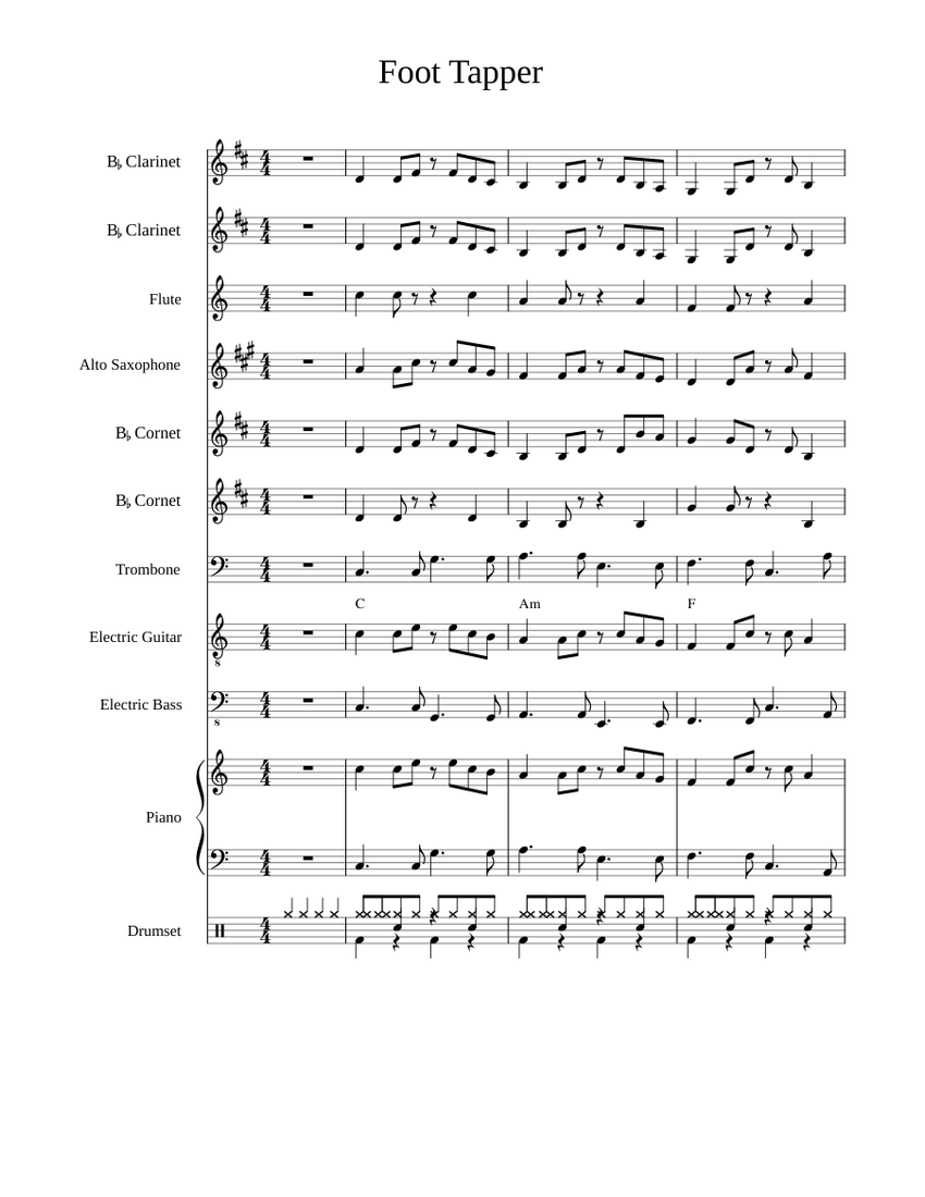 Foot Tapper score Sheet Music with Chords for Piano, Trombone, Flute ...