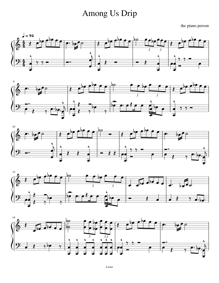 Among Us Drip Sheet Music for Piano (Solo) easy | MuseScore.com