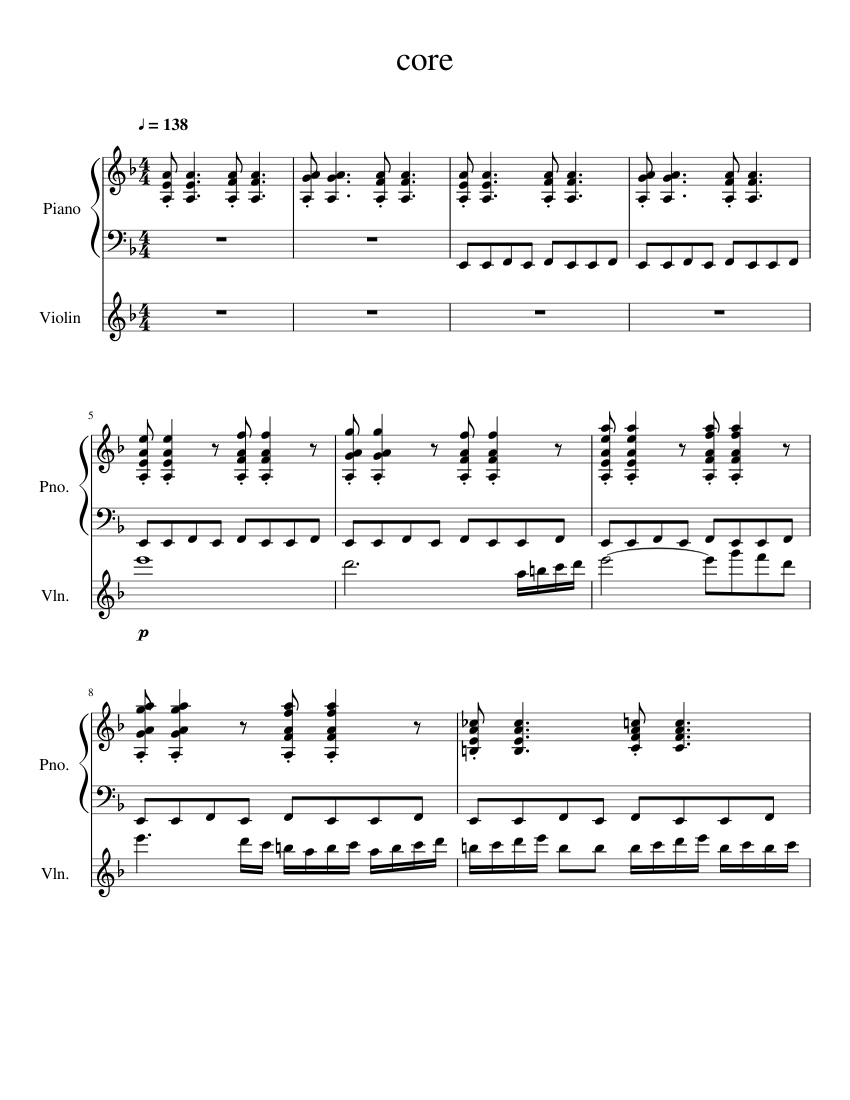 core Sheet music for Piano, Violin (Solo) | Musescore.com