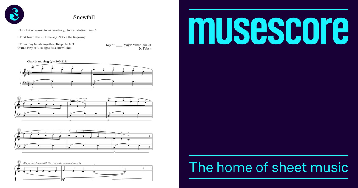 Snowfall - N. Faber Sheet music for Piano (Solo) Easy | Musescore.com