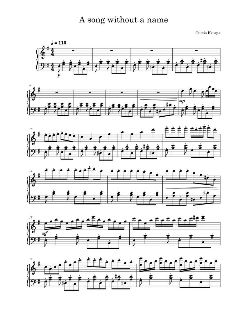 A Song Without A Name Sheet music for Piano (Solo) | Musescore.com