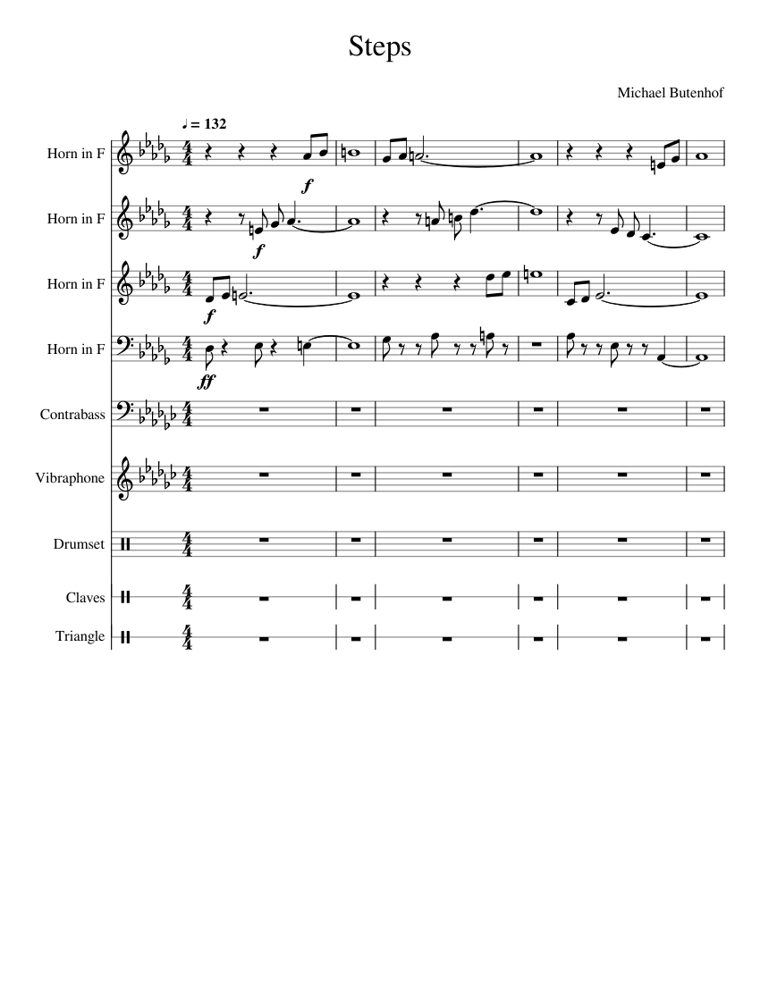 Steps Sheet music for French horn, Contrabass, Vibraphone, Drum group ...