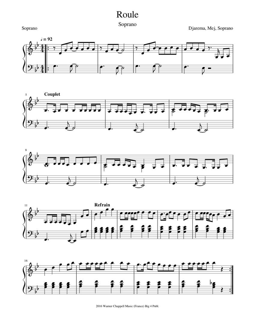 Roule - Soprano Sheet Music for Piano (Solo) Easy | MuseScore.com