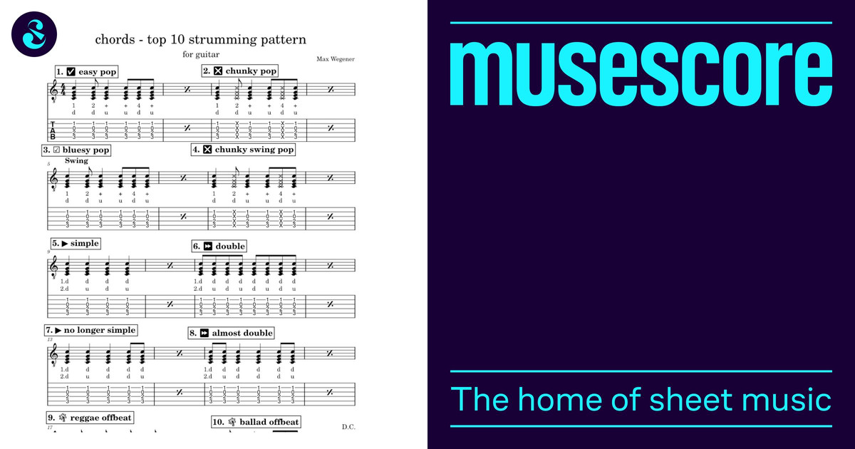 chords - top 10 strumming pattern for guitar Sheet Music for Guitar ...